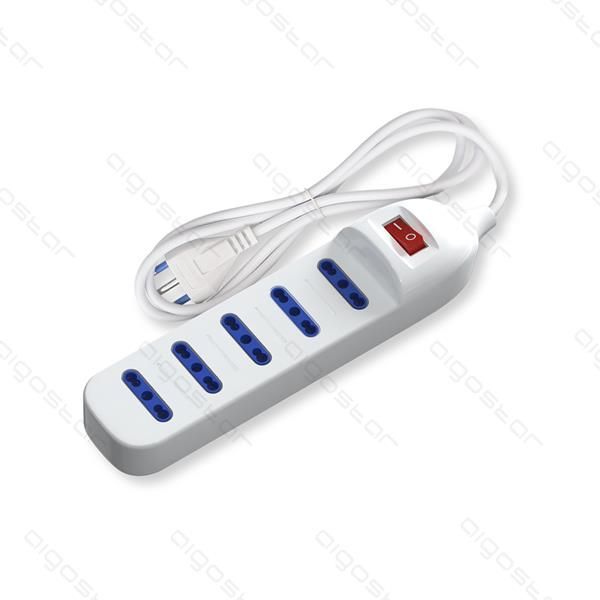 MULTIPRESA 16A 3680W - 5 POSTI (6 Italia) WHITE - cavo 1,5mt